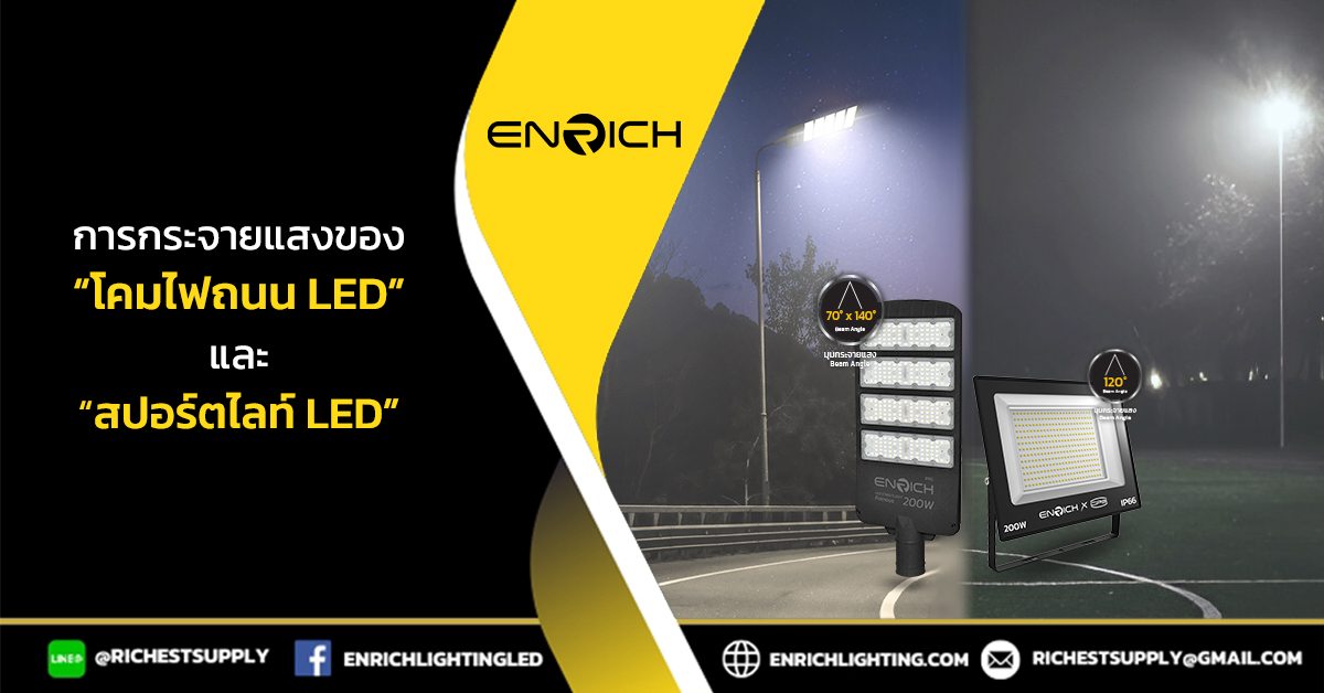 เทียบการกระจายแสงของโคมไฟถนนLEDและสปอร์ตไลท์LED - ENRICH LIGHTING ศูนย์รวม หลอดไฟ LED สปอร์ตไลท์ ...